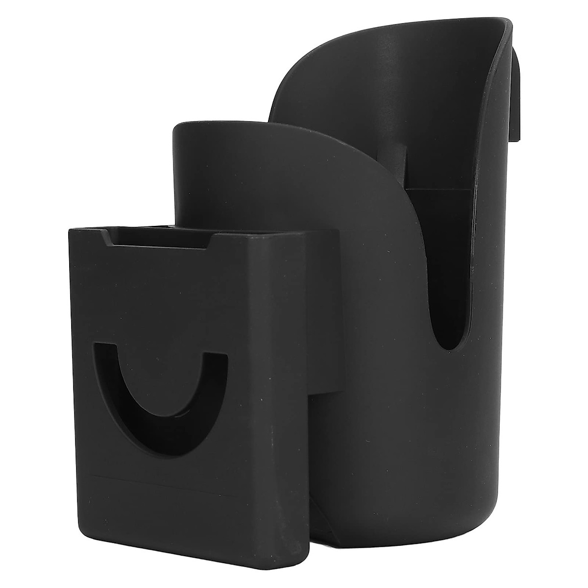 Bike Cup Holder, 2-in-1 Universal Stroller Cup Holder Plastic Adjustable Baby Carriage Bottle Holder with Phone Slot for Stroller, Bike, Wheelchair, Walker, Scooter, Black