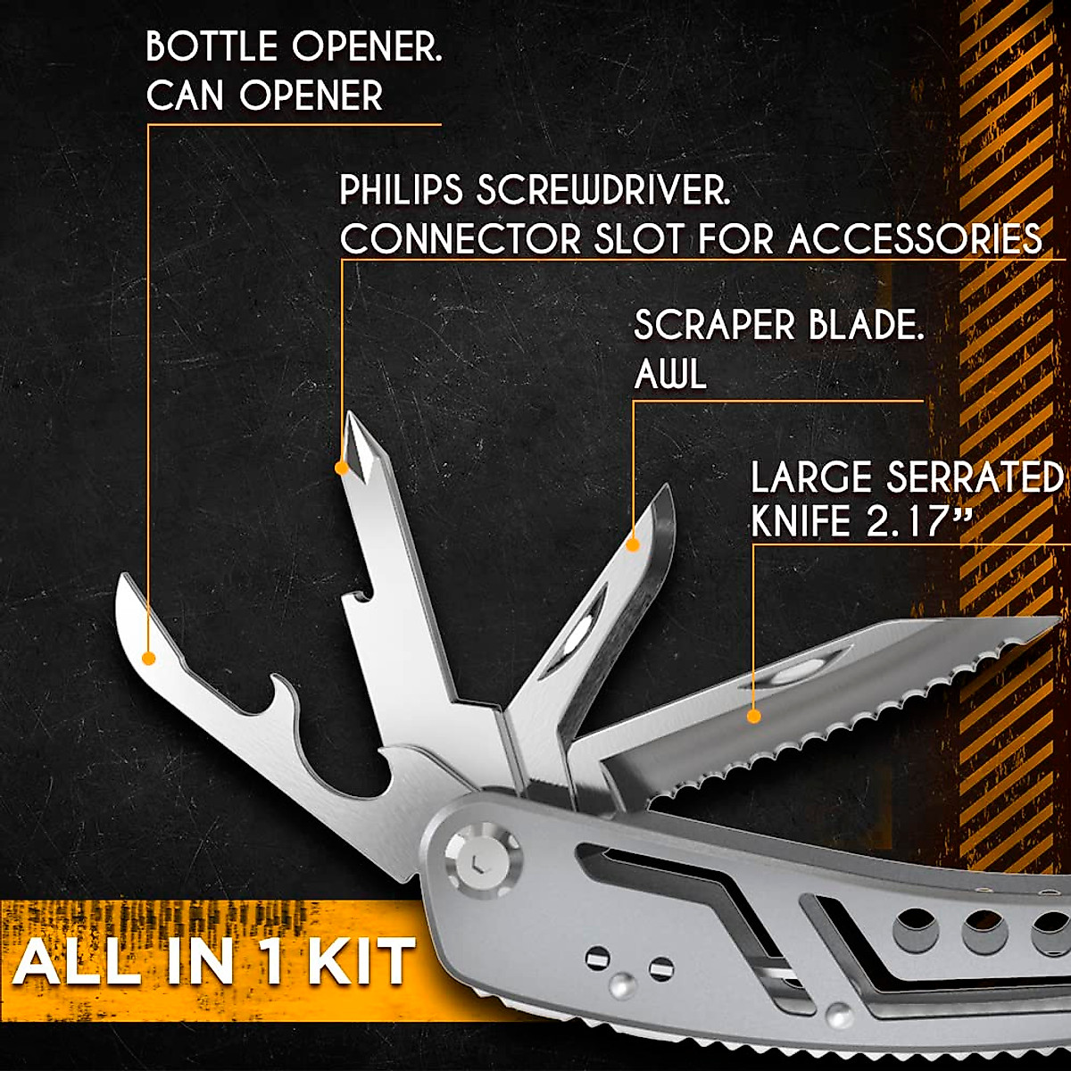 Multitool 24-in-1 with Mini Tools Knife Pliers and 11 Bits - Multi Tool All in One Multi Function Gear for Men Best Multi-tool Kit for Work EDC Camping Backpacking Survival - Great Gift for Men 2238