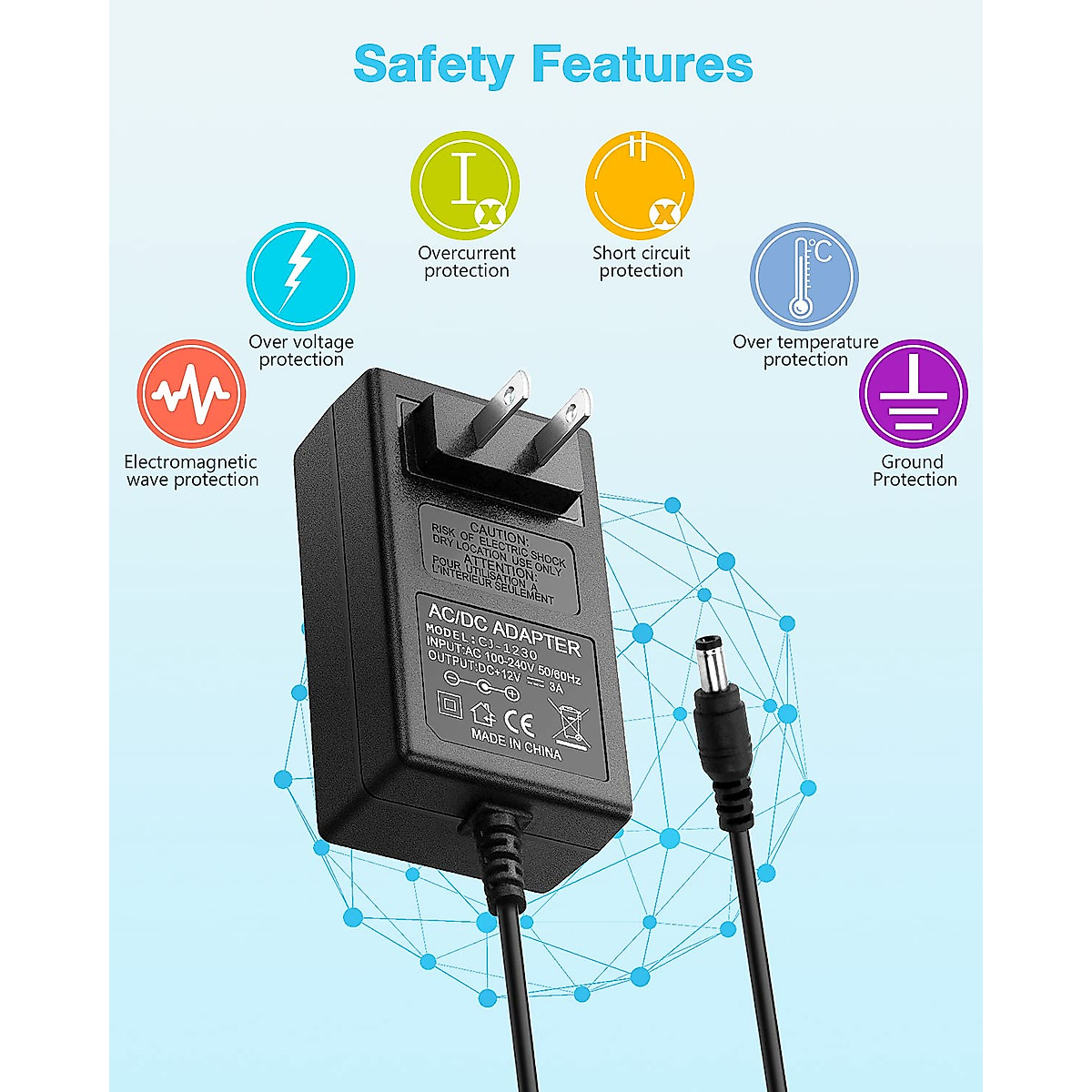 Aclorol 12V 3A Power Supply Adapter 36W 100V-240V AC to DC 12Volts Converter Adapter Transformer 3amp 2.8A2.5A2A1.5A 5.5x2.5mm 2.1mm for WS2811 12V LED Strip Light Wireless Router ADSL Cats IP Camera