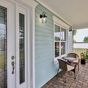 MICSIU 12 Inch Outdoor Wall Lantern 2 Pack, Textured Black Exterior Wall Sconce with Clear Seedy Glass, Waterproof Outside Porch Lights for House, Entryway, Home, Patio, Garage, Doorway