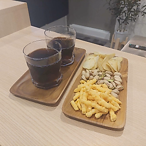 Cozinest Serving Platter Teak Wood – Rectangular Serving Tray 5 x 10 inches Party Wooden Platters Wood Tray for Display Fruit Snacks Dessert Appetizer Sushi Food Decorative (Natural Wood 1)