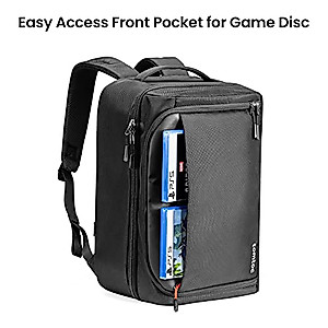 tomtoc Travel Backpack for PS5 Console, Accessories, Protective Carrying Case Storage Bag Compatible with Sony PlayStation 5 Console, Headset, 2 Game Discs, PS5 Controller, Charging Station