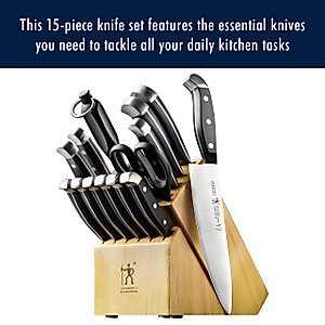 HENCKELS Premium Quality 15-Piece Knife Set with Block and Knife Sharpener