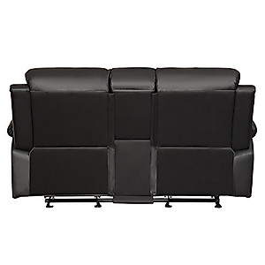 Homelegance Clarkdale Double Glider Reclining Loveseat with Console, Black