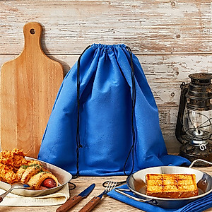 4 Pcs Anti Tarnish Storage Bag with 2 Pcs Silver Polishing Cloth 18 x 18 Inch Fabric Cloth Bags Blue Anti Tarnish Jewelry Storage Bags Silverware Bags for Silverware Silverplate Flatware Silver Trays