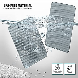 FYY Dish Drying Mat, Non-slip Silicone Dish Mat for Kitchen Counter or Sink, Heat-Resistant Hot Pot Holder, Easy to Clean, Dishwasher Safe, Multiple Usage 16 x 12 inch