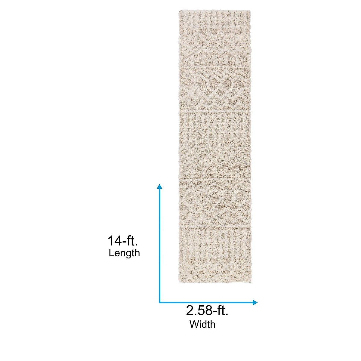 Livabliss Hapsburg Moroccan Shag Runner Area Rug,2'7" x 14',Beige