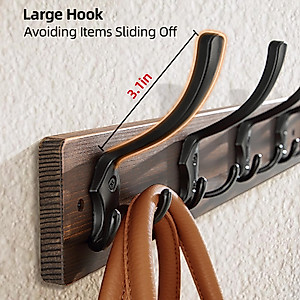 UDENIS Wall Mount Wooden Coat Rack,Coat Hanger with 4 Metal Hooks for Dog leashes Key Towel Robe Coat Entryway Bathroom Mudroom,Dark Brown