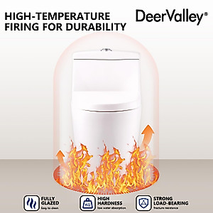 DeerValley Elongated One-Piece Toilet, Dual Flushing Toilet with 17" ADA Comfortable Chair Seat, 0.8/1.28 GPF High-Efficiency Modern Toilet, White Toilet Bowl For 12" Rough-In