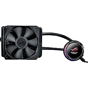 Asus ROG RYUO 120 RGB AIO Liquid CPU Cooler 120mm Radiator (120mm 4-Pin PWM Fan) with Livedash OLED Panel and Fanxpert CONTROLS