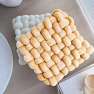 Super Soft Velvet Bulky Tube Yarn for Hand Knitting Blanket for Braided Knot, Giant Arm Knitting Yarn for Knitting Throw Rugs Pillow(Khaki 0.55lb)