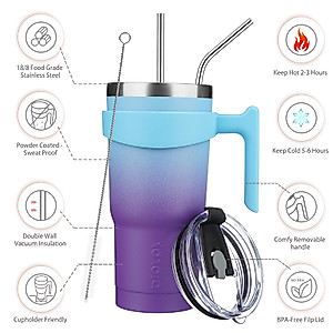 BJPKPK 20 oz Tumbler With Handle And Straw Stainless Steel Insulated Tumbler Cups With Lids,Ocean Dream