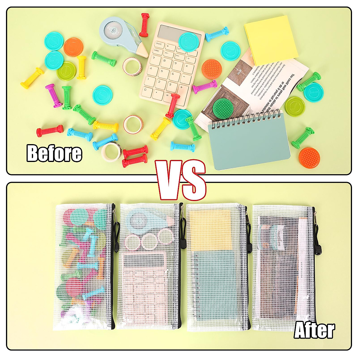 EOOUT 48pcs Mesh Zipper Pouch, 9.5x4.5 Inches Waterproof Zipper Bags, Clear Small Zipper Pouches, Organizing Storage with Zipper for Bill, File and Travel (Black)