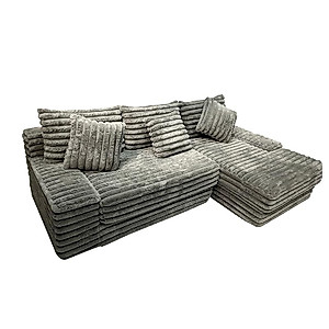 Generic Atunus Sofa Bed Corduroy Large Sofa Bed Sofa Black White Brown Dark Green Cuboid Shape Living Room Bedroom Wih Pillow AT-128-1 One to Two Seater (Dark Green), Small