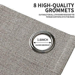 Joydeco Blackout Curtains 84 Inches Long for Bedroom, Room Darkening Curtains 84 Inches Long for Living Room, Textured Thermal Curtains 84 Inch Length 2 Panels Set(52x84 inch, Greyish White)