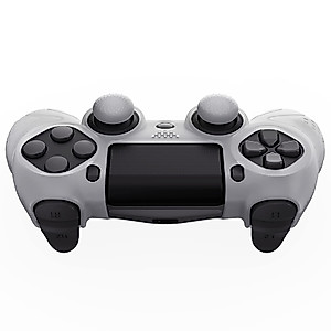 PlayVital Guardian Edition Glow in Dark - Green Ergonomic Soft Anti-Slip Controller Silicone Case Cover for ps4, Rubber Protector Skin with Joystick Caps for ps4 Slim/Pro Controller