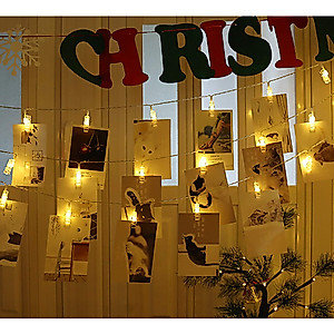 Ohbingo 30 Led Outdoor Christmas Lights Photo Clips String Lights USB Operated Fairy Lights Patio lights for Xmas, Bedroom, Indoor, Party, College Dorm Room, Ideal Gift 12ft Warm White