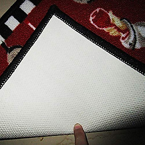 farawamu Fat Chef Kitchen Rugs and Mats, Washable Non Slip Latex Backing Red Kitchen Rugs Door Mats, Funny Chef Decorations for the Kitchen Red