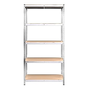 vidaXL 3X 5-Layer Heavy-Duty Shelves Industrial Shelving Workshop Storage Rack Warehouse Corner Shelf Unit Silver Steel and Engineered Wood