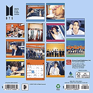 BTS OFFICIAL | 2023 7 x 14 Inch Monthly Mini Wall Calendar | BrownTrout | K-Pop Bangtan Boys Music