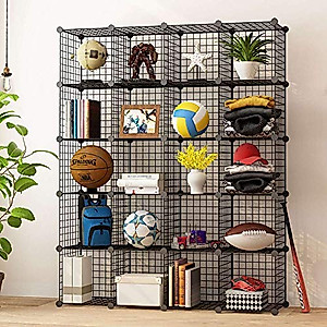 KOUSI Storage Cube - 14"x14" Cube (20 Cubes) Organizer Stackable Cubes for Storage Cubby Unit Wire Bookshelf, Black Wire