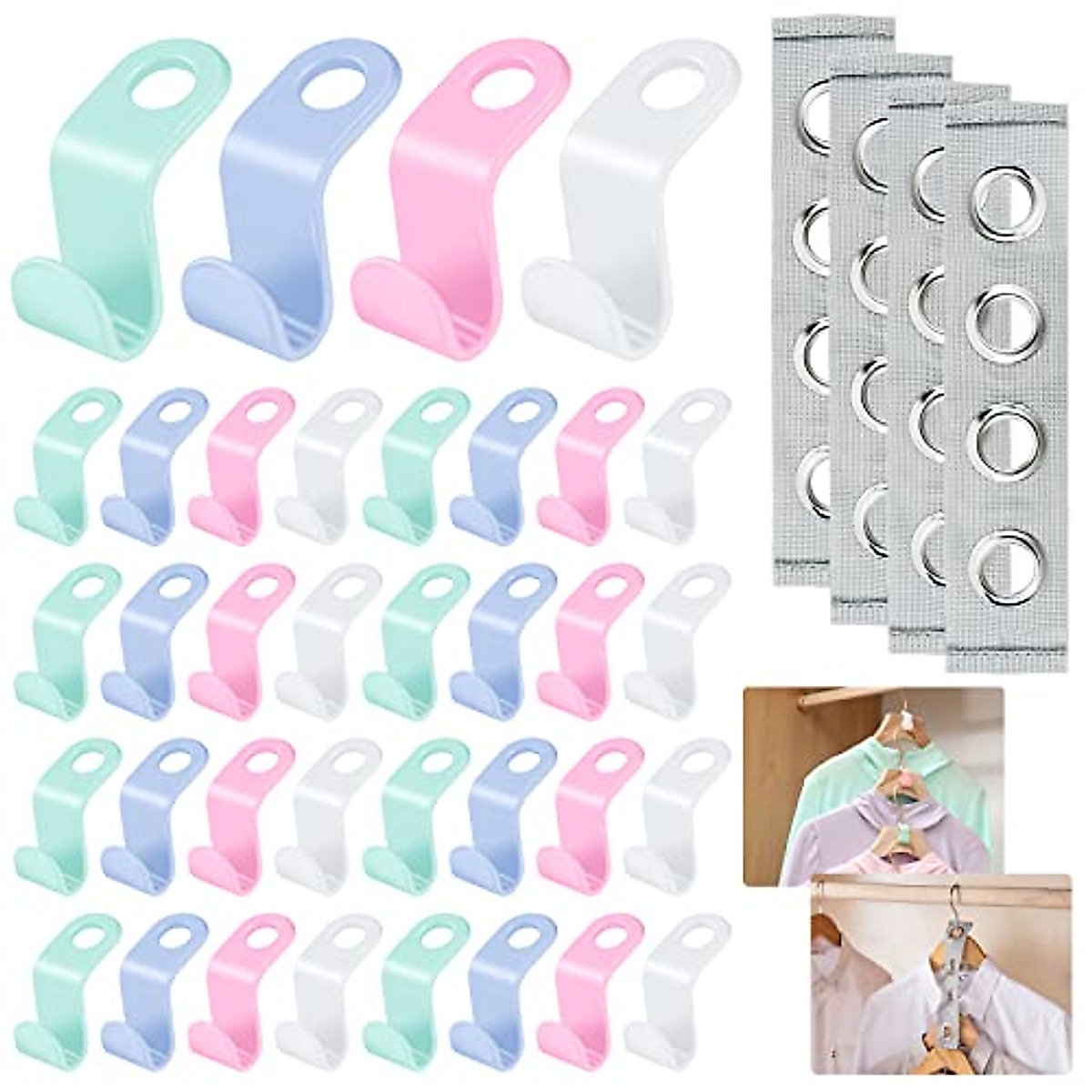 Dreamtop 44 Pcs Clothes Hanger Connector Hooks Cascading Clothes Hangers for Heavy Duty Hanger Connector Hooks for Plastic Hangers Hanger Extender Clips Hangers Space Saving