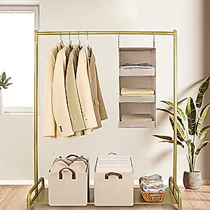 TOPIA HOME Storage Baskets for Shelves with Metal Frame, EXTRA LARGE, 2-Pack Closet Organizers and Storage Bins for Organization, Collapsible Rectangle Fabric Organizing Boxes, Beige, TP05Y
