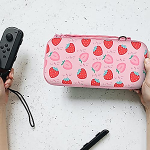 SOLUSTRE Carry Case for Switch Lite Console Fruit Design Cross- body Bag Joystick Portable Cover Cases Game Console Bag Crossbody Handbag for Switch Lite Red