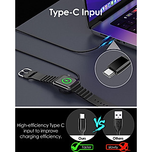 2-Pack Watch Charger Compatible with Apple Watch Charger, USB-C Portable Fast Magnetic Wireless Charging Cable Compatible for iWatch Series Ultra 8 7 6 5 4 3 2 1 SE SE2,Black