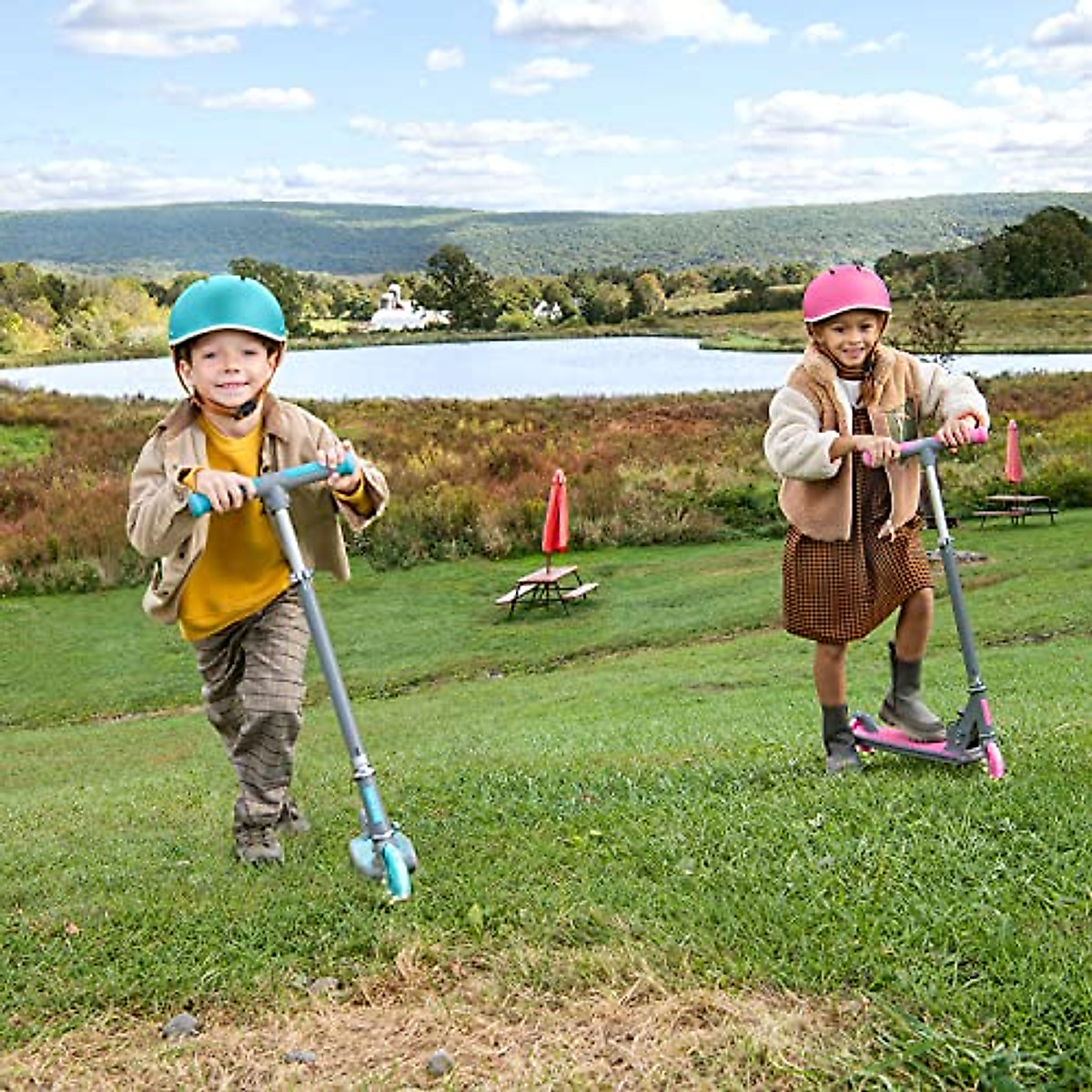 Jetson Scooters - Leo Kick Scooter (Pink) - Collapsible Portable Kids Push Scooter - Lightweight Folding Design with High Visibility RGB Light Up LEDs Wheels and Adjustable Height Handlebars