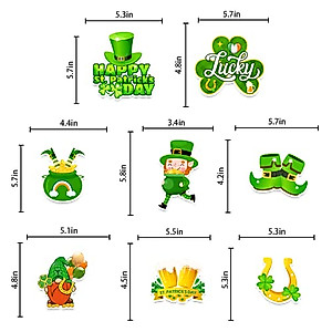 32 Pieces St Patricks Day Decorations Hanging Swirls, St. Patricks Day Decorations Shamrock Clover Leprechaun Horseshoe Ceiling Foil Streams for Lucky Day Home Irish Party Supplies