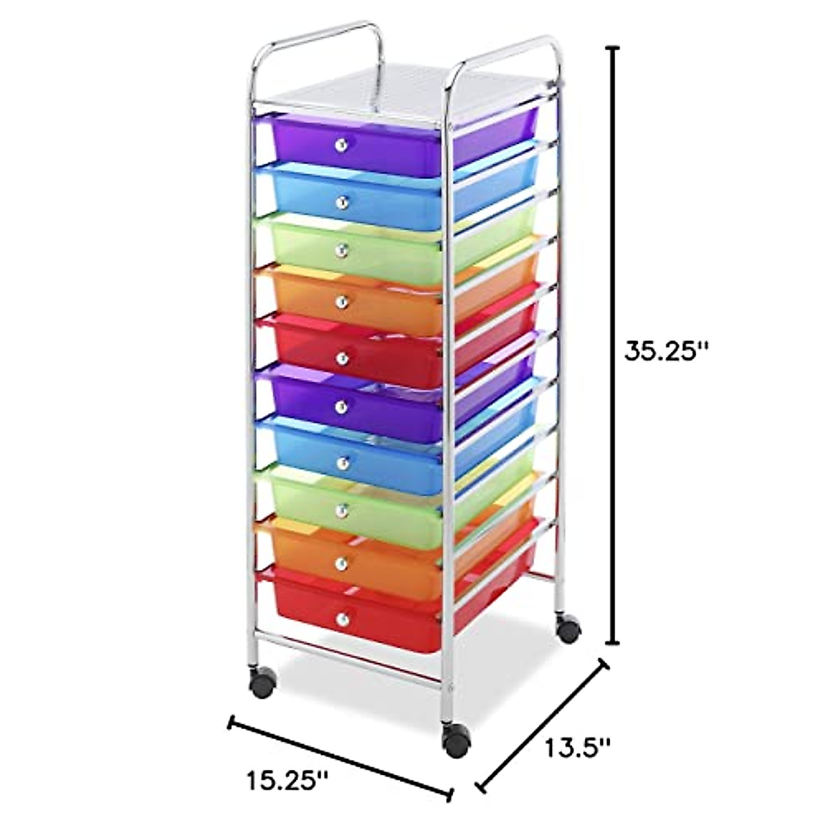 Whitmor 10 Drawer - Rolling Craft Organizer Cart - Chrome 15.25x13.50x35.25