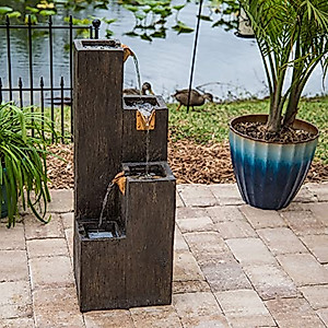 Kenroy Home 51017WDG Lincoln Outdoor Water Fountain, Dark Wood Grain, Small