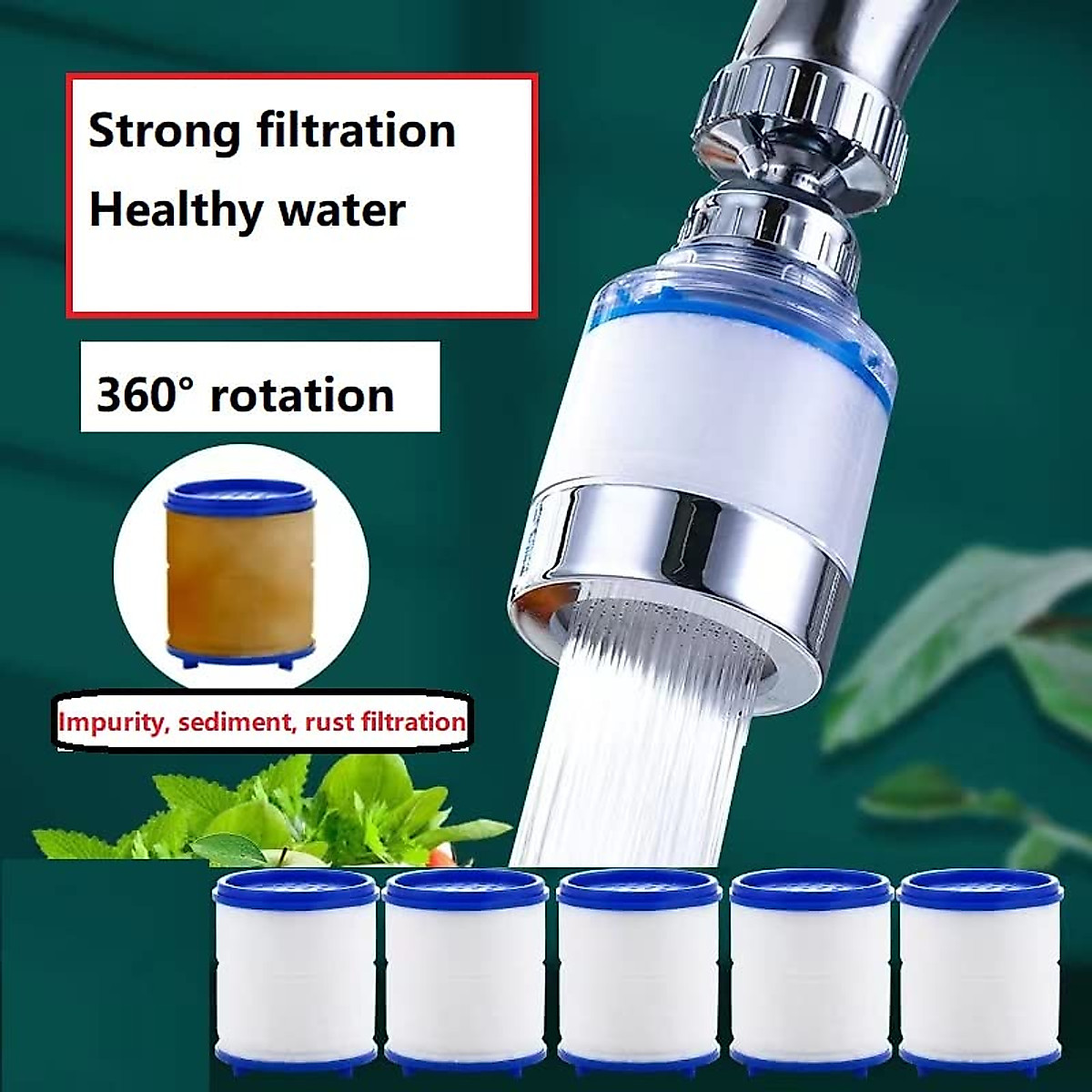 Bathroom Sink Filter 360 Degree Rotating Purifier Kitchen Faucet Filter removes Chlorine, Fluorine, Heavy Metals and Hard Water from Home Kitchens and bathrooms