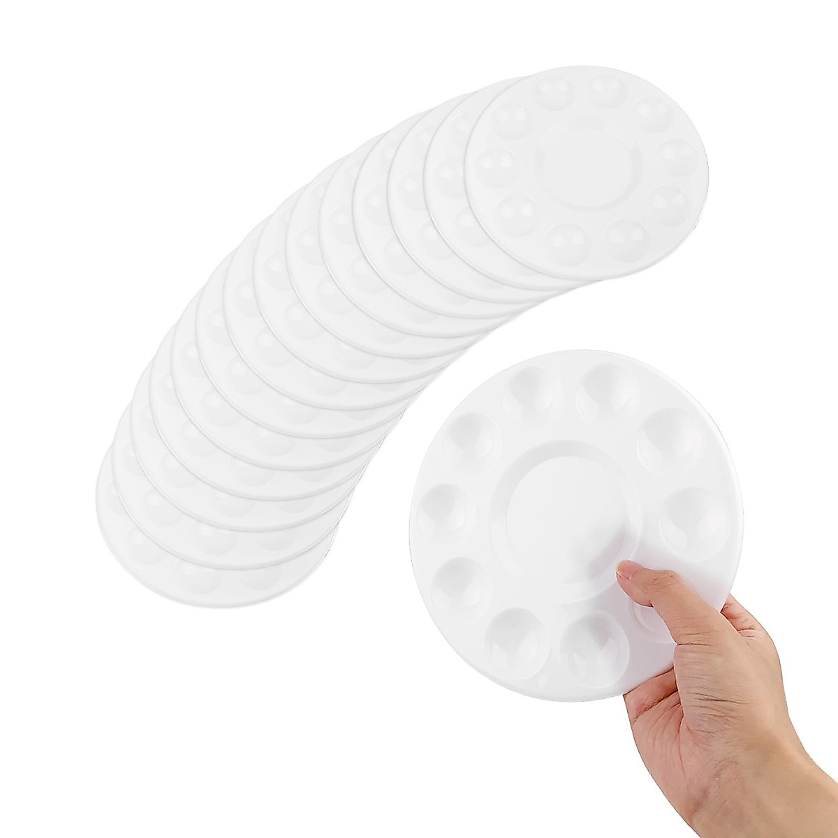 15 Pack Paint Tray Palettes for Kids, Plastic White Palettes for Students, Paint Holder, Paint Supplies