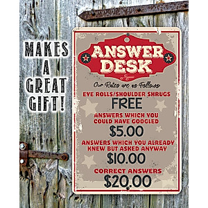 Personalized Answer Desk - Custom Metal Office Sign for Home Office Business, Funny Front Desk Decor, Perfect Gift for Secretary and Receptionist, 8x12 or 12x18 Indoor/Outdoor Durable Metal Sign