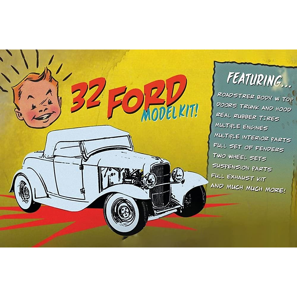 ModelToyCars 1932 Ford Roadster 2-in-1 Model Kit, Light Gray - Acme A1805002K - 1/18 Scale Diecast Model Kit