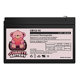 Charity Battery CB12-15 12V 15Ah SLA Battery (Replaces cb12-12 np12-12 bp12-12 es12-12 ub12120)