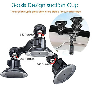 Fotoleey Heavy Duty Outside 4 Suction Cups 360 Camera Car Mount Kit for Insta360 X3/X2/One RS Compatible with GoPro Max, Hero 12/11/10/9/8 More Stable, Adjustable (Stick is not Included)