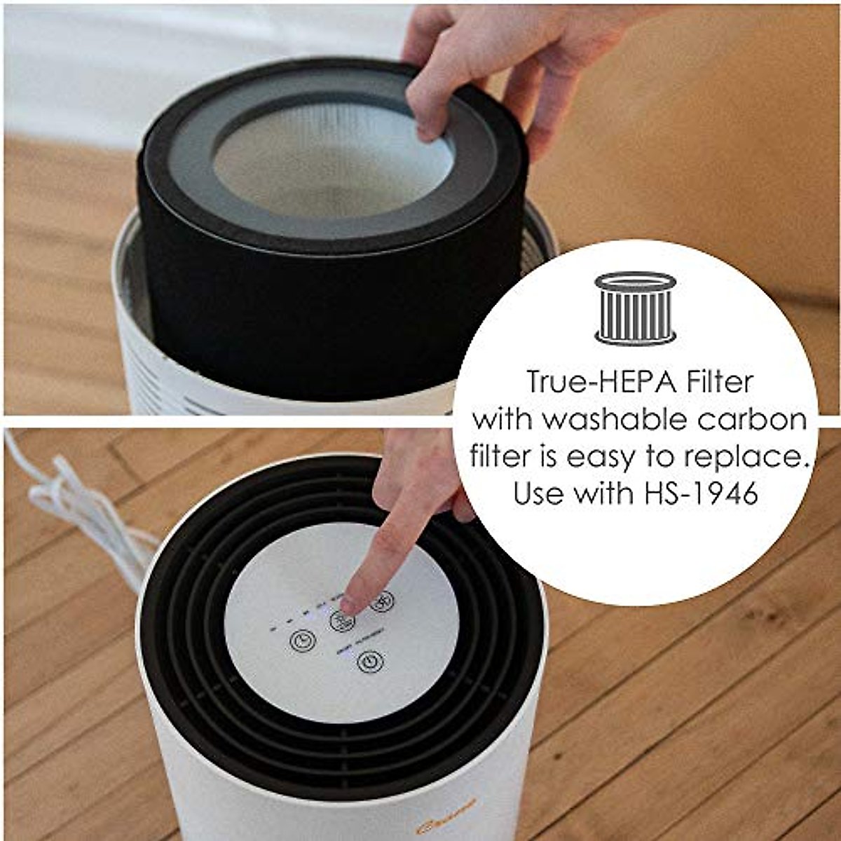 Crane Air Purifier with True HEPA Filter, Germicidal UV Light, 300 Sq Feet Coverage, Timer Function, Sleep Mode, Washable Particle Filter, EE-5068
