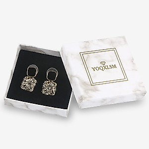 Black and Gold Earrings for Women Girls Hypoallergenic Crystal Rhinestone Dangle Drop Earings Fashion Geometric Square Statement Earingings