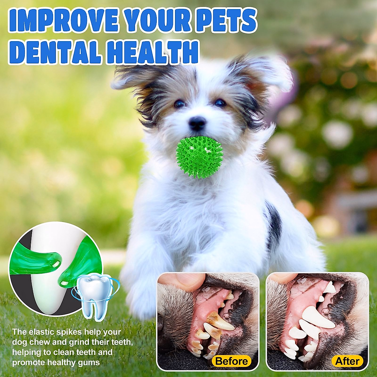 JLVAUVT Light Up Squeaky Dog Balls: Led Dog Balls for Aggressive Chewers Puppy Chew Toys for Teething - Spikey Dog Balls for Small, Medium, Large Dogs