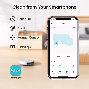 Lefant Robot Vacuum Cleaner, Tangle-Free, Strong Suction, Slim, Low Noise, Automatic Self-Charging, Wi-Fi/App/Alexa Control, Ideal for Pet Hair Hard Floor and Daily Cleaning, M210 White