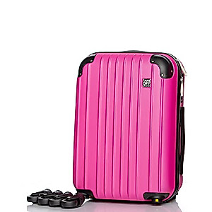 Take OFF Luggage 18 inch Hardshell Carry On Suitcase that Converts into Underseater Luggage with Removable Spinner Wheels for Airline Personal Item Use Requirements, 18 x 14 x 8 Inches - Hot Pink