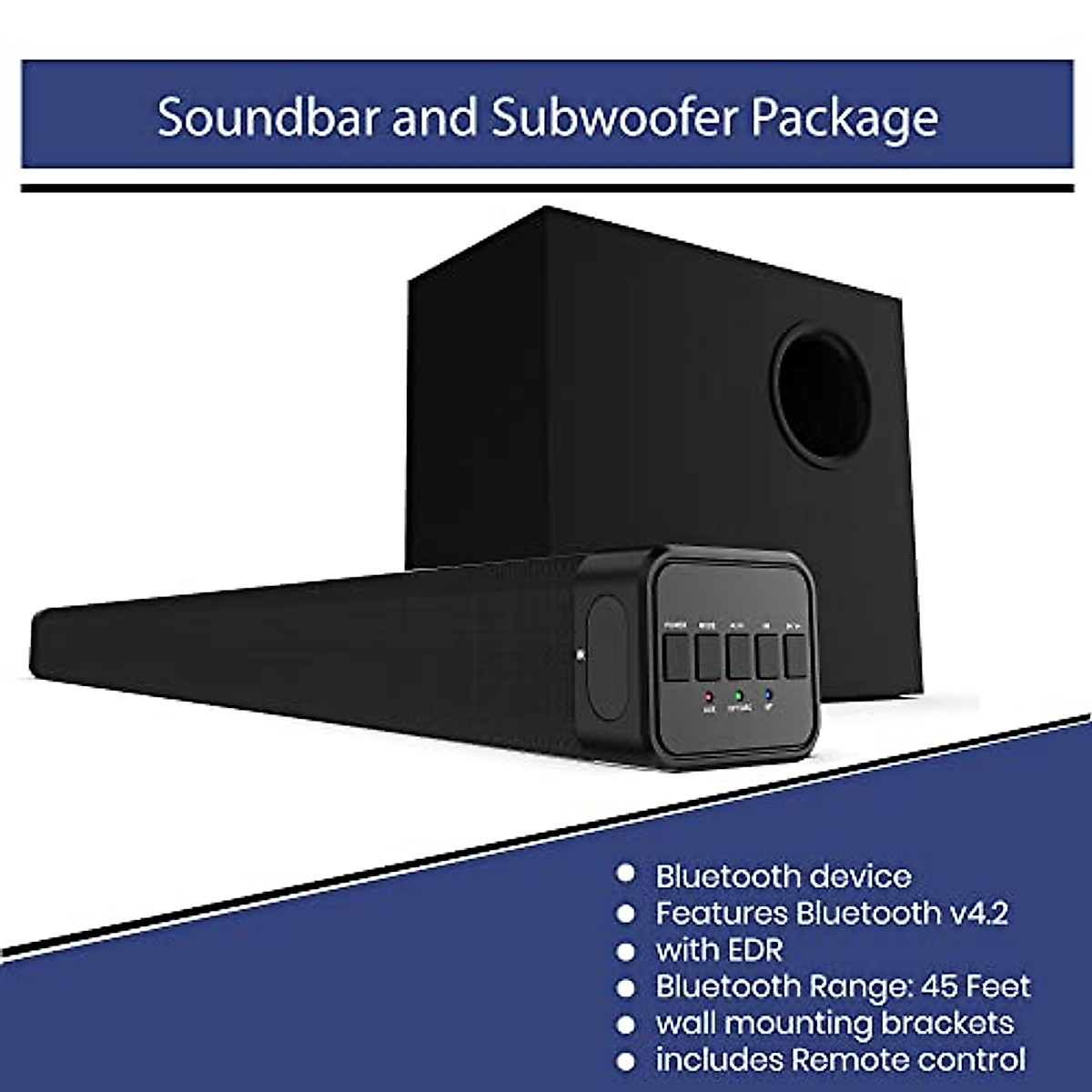 Technical Pro 500 Watts LED Color Changing Soundbar with Subwoofer | Powerful Sound Bar for TV, Home Theatre | Bluetooth Enabled, Black