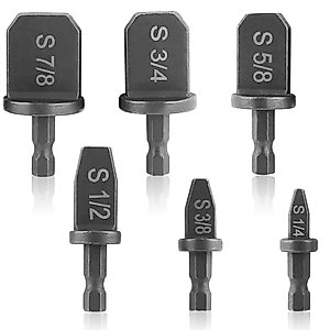 Kyuionty 6 Pcs Swaging Tool Drill Bit Set, HVAC Repairing Set Air Conditioner Copper Pipe Expander Swaging Tool Manual Copper Tubing Tool Bit with 1/4", 3/8", 1/2", 5/8", 3/4", 7/8" Bits (Hex Shank)