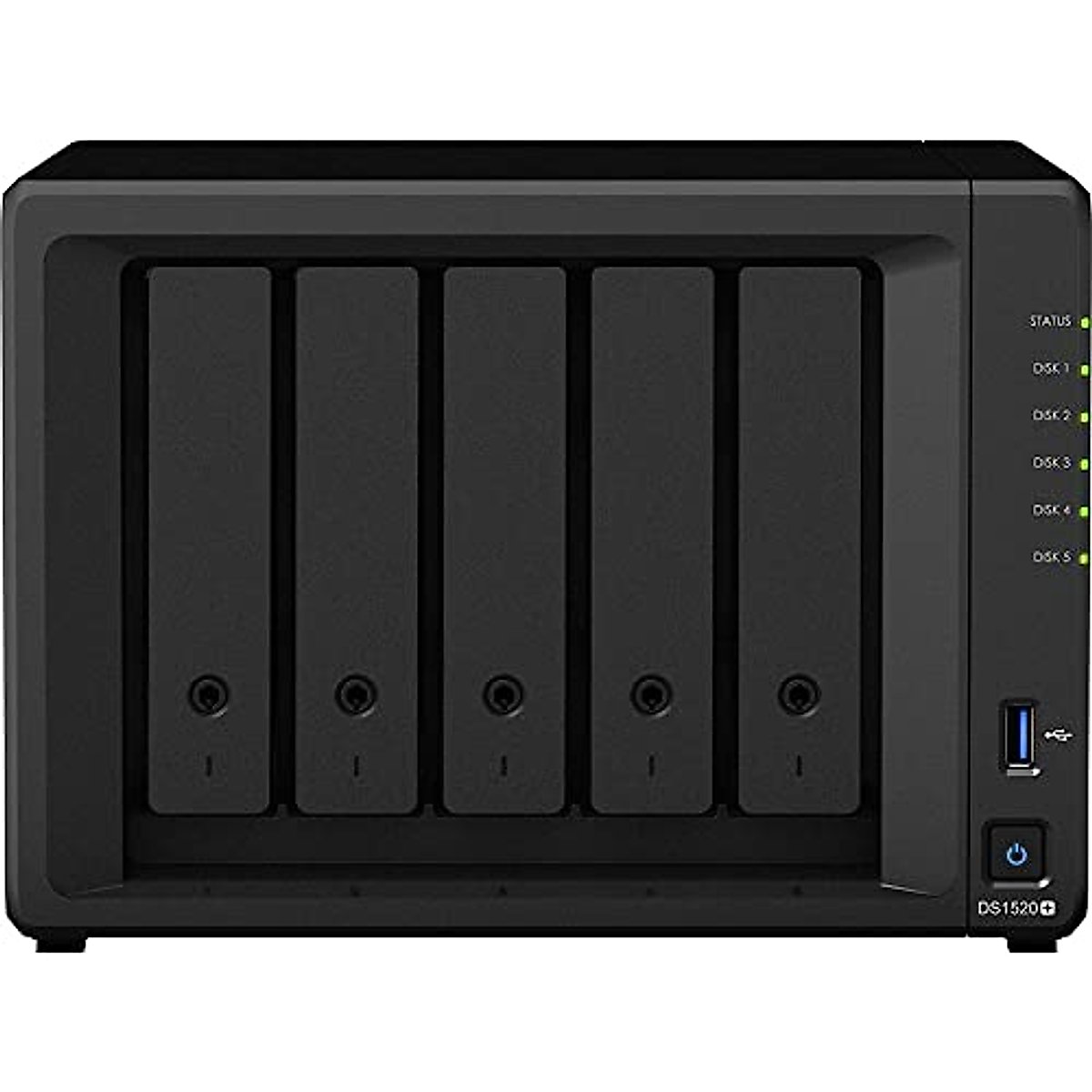 Synology DiskStation DS1520+ NAS Server with Celeron 2.0GHz CPU, 8GB Memory, 90TB HDD Storage, 1TB M.2 NVMe SSD, 4 x 1GbE LAN Ports, DSM Operating System