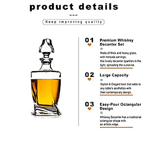 LUXU Whiskey Decanter,Twisted Whiskey Decanter with Stopper,Premium 25 oz Whiskey Decanter for Liquor Scotch Bourbon Vodka Brandy or Wine