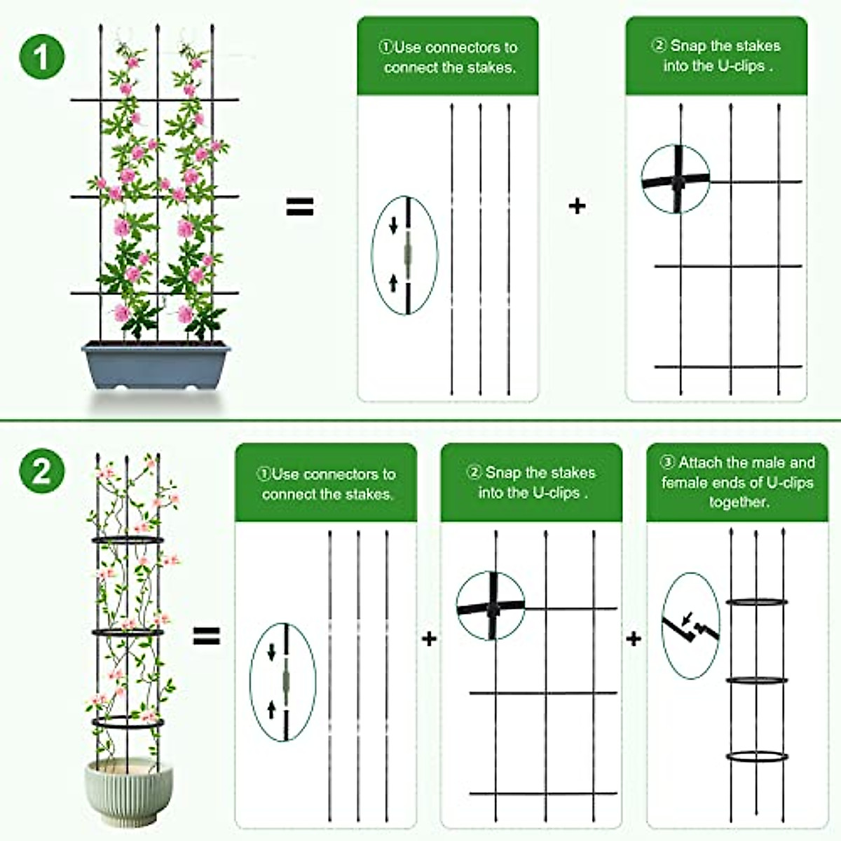 2 Pack Garden Trellis Plant Trellis Flower Trellis Tomato Cages for Garden, 48" Multi-fuction Trellis Climbing Plant Trellis for Potted Plants