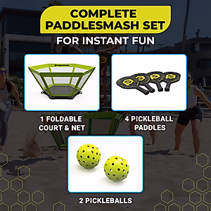 PaddleSmash – Pickleball Yard Games - As Seen on Shark Tank - Beach, Backyard, Lawn, Outdoor Games for Adults and Family – Easy Assembly - Includes 4 Pickball Paddles, 2 Balls & Case